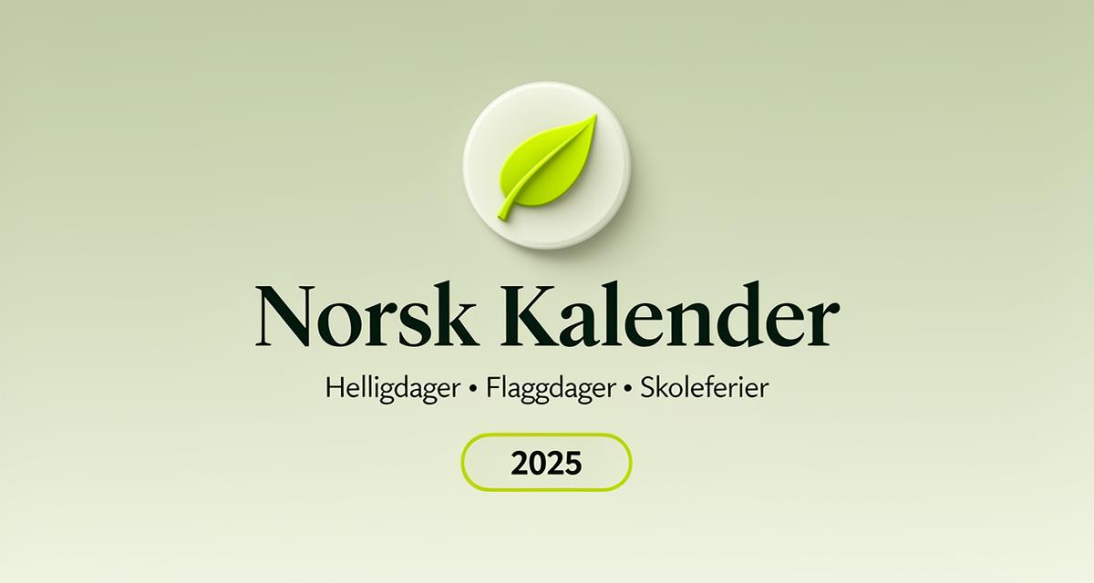 Norsk Kalender 2026 – Påske 5. april, helligdager og ukenummer